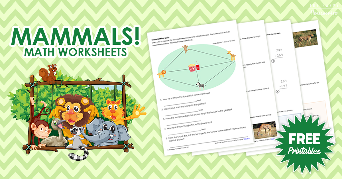 Math Worksheets (Mammals): Free Printables - The Happy Housewife ...